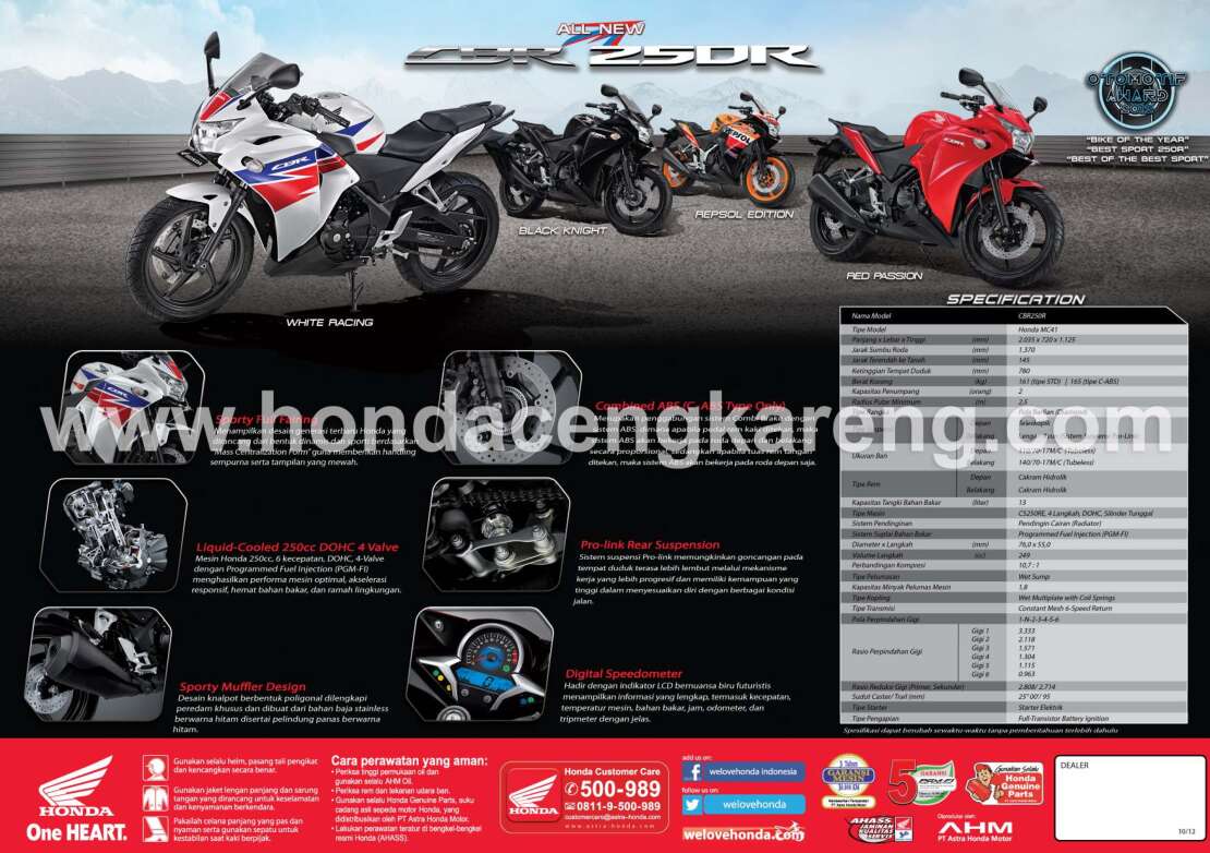 Baca brosur honda cbr 250r1 62 gratis !!! | PERPUS