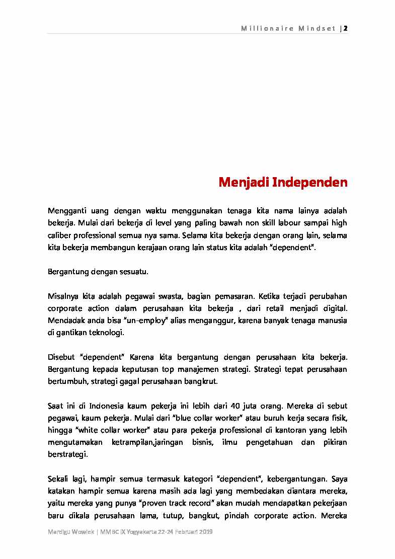 Baca millionaire mindset 09 by mardigu wowiek prasantyo gratis !!! | PERPUS
